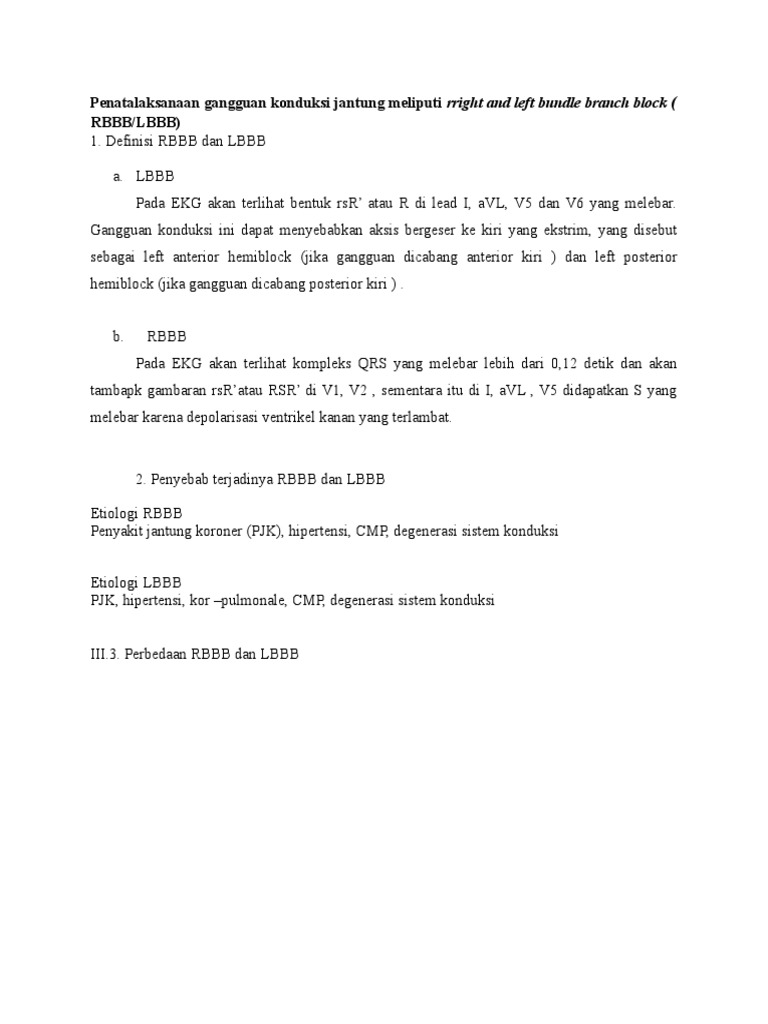 Penatalaksanaan RBBB dan LBBB Jantung | PDF