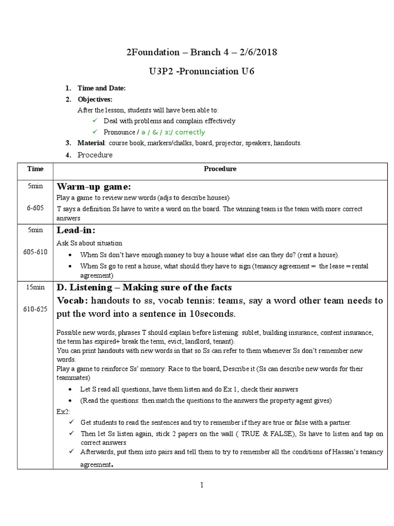 Lesson Plan | PDF | Lease | Leasehold Estate