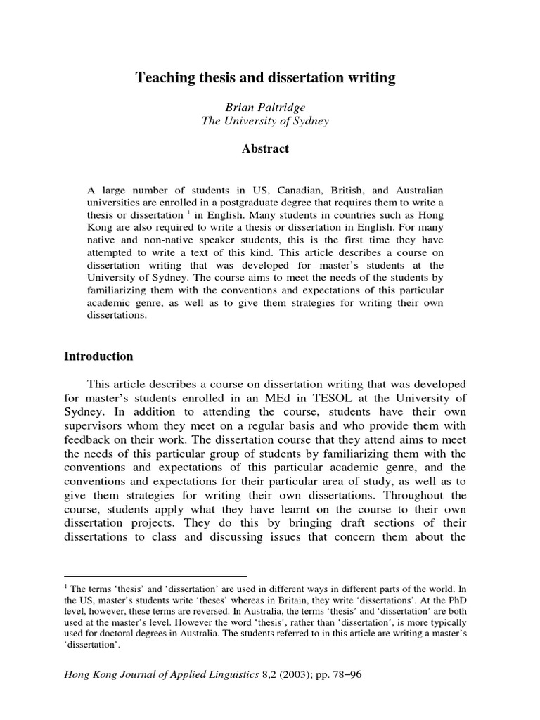 2003 v8 2 Paltridge | PDF | Thesis | Doctor Of Philosophy
