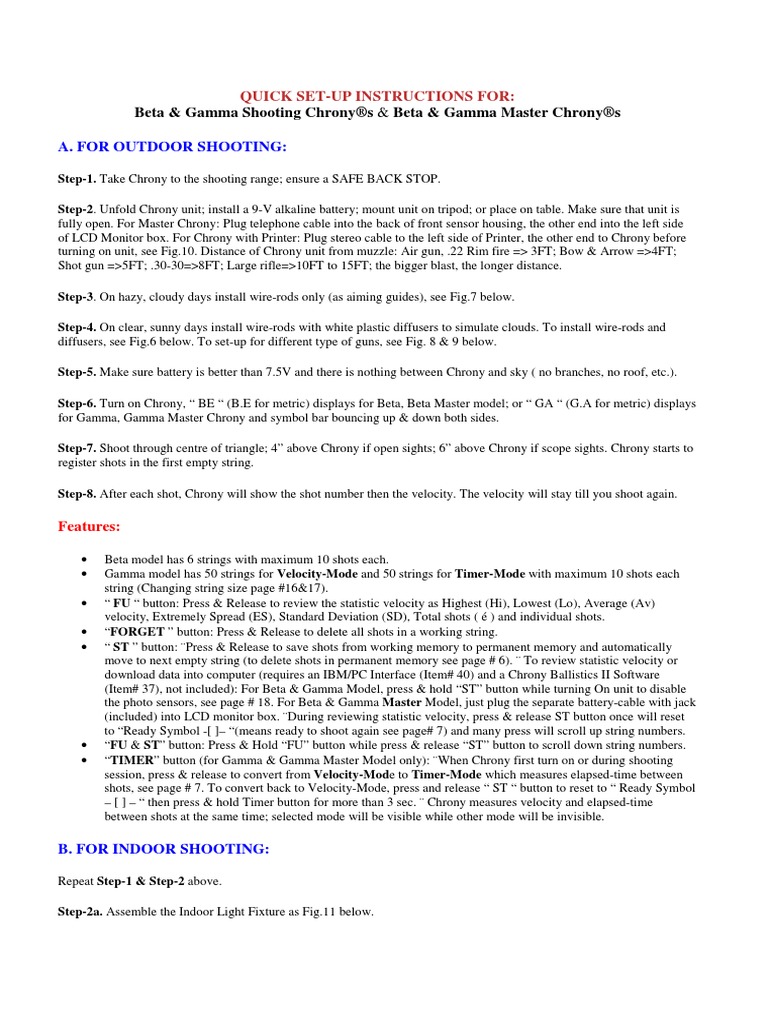 Beta & Gamma Shooting Chrony®s & Beta & Gamma Master Chrony®s | PDF ...