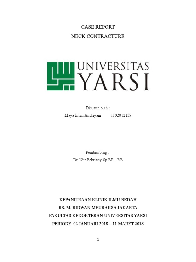 Case Report Contracture of Neck Post Burn Injury (Intan) | PDF