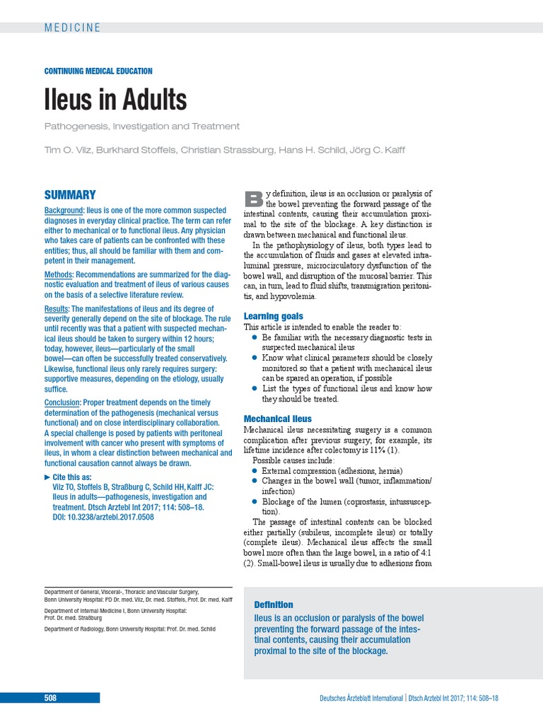 Pathogenesis, Diagnosis, and Treatment of Mechanical and Functional ...