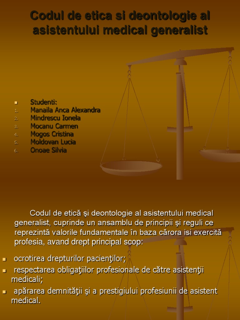 Codul de Etica Si Deontologie Al Asistentului Medical | PDF