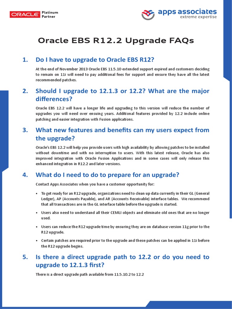 Oracle EBS R12 2 Upgrade FAQs | PDF | Oracle Database | Enterprise ...