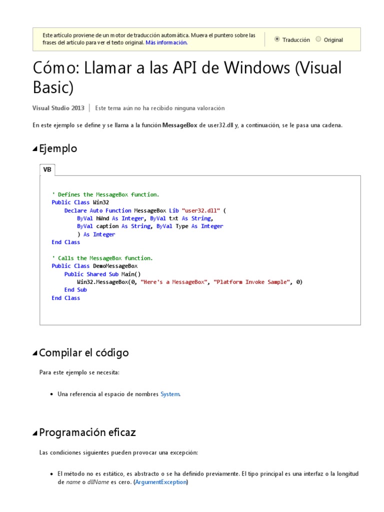Cómo - Llamar A Las API de Windows (Visual Basic) | PDF