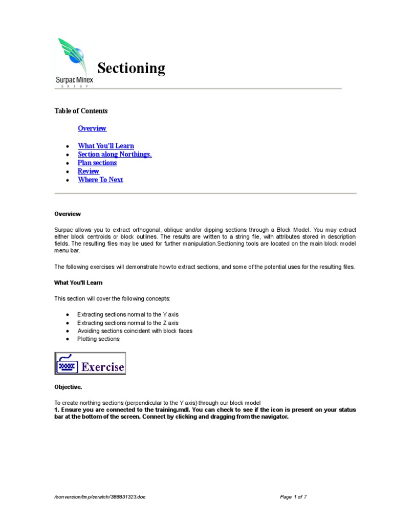 Surpac Sectioning | PDF | Cartesian Coordinate System | String ...