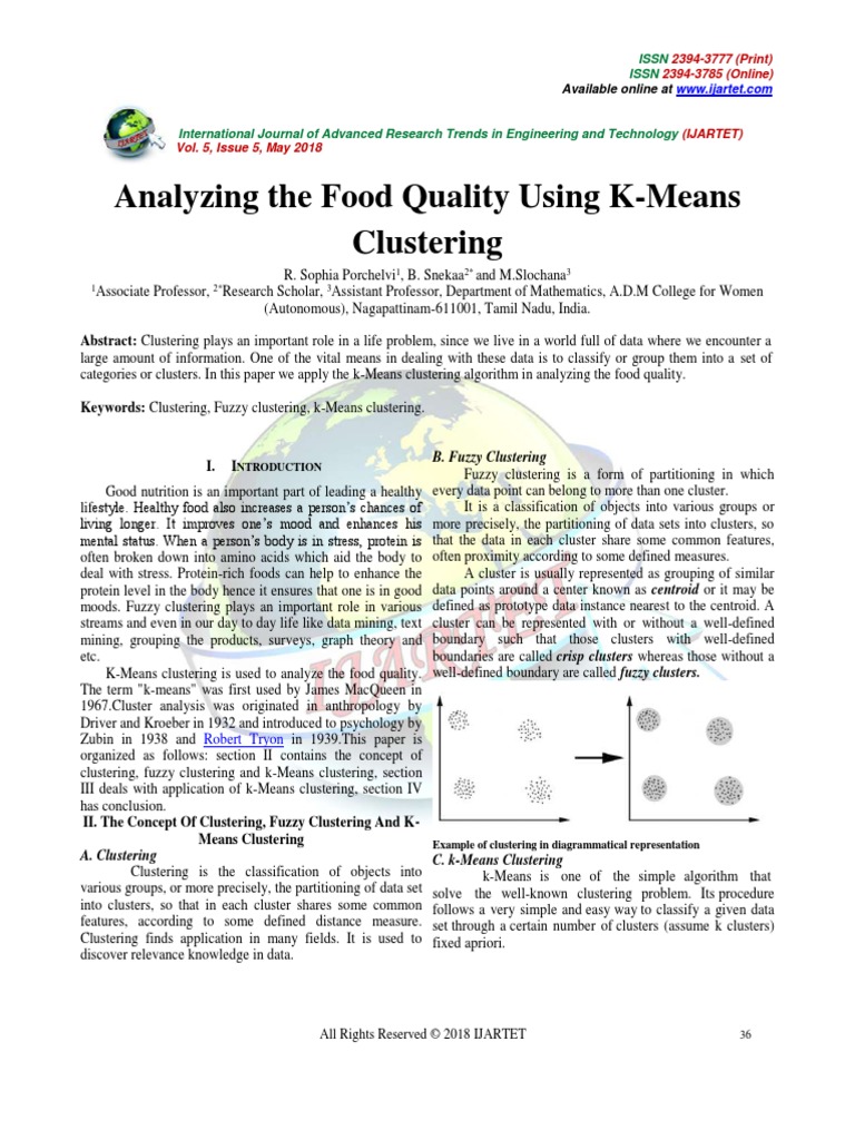 Analyzing The Food Quality Using K-Means Clustering | PDF | Cluster Analysis | Applied Mathematics