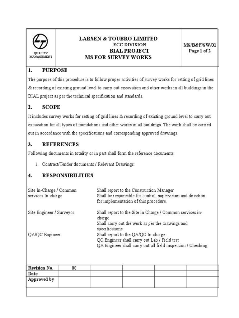 Method Statement Survey | Download Free PDF | Surveying | Specification ...
