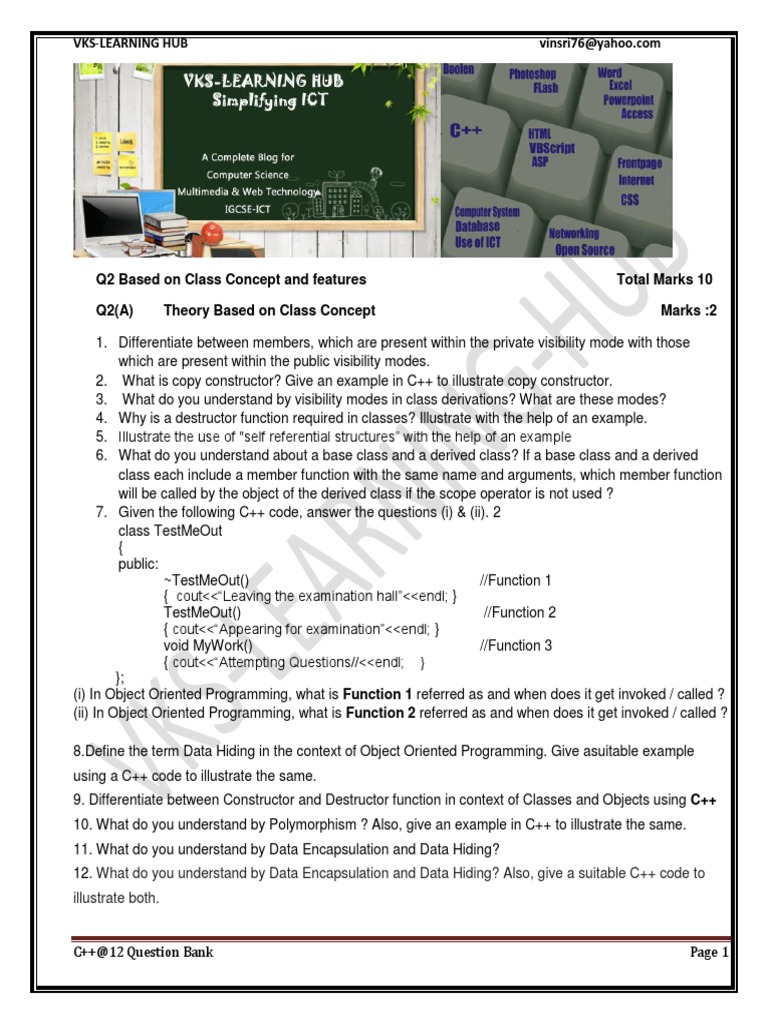 Questionbank For q2 10marks | PDF | Class (Computer Programming) | Method (Computer Programming)