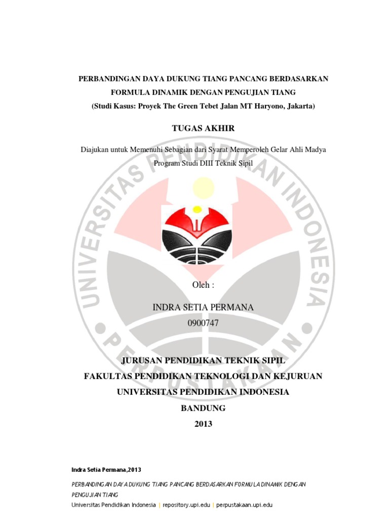 123dok Perbandingan Daya Dukung Tiang Pancang Berdasarkan Formula ...