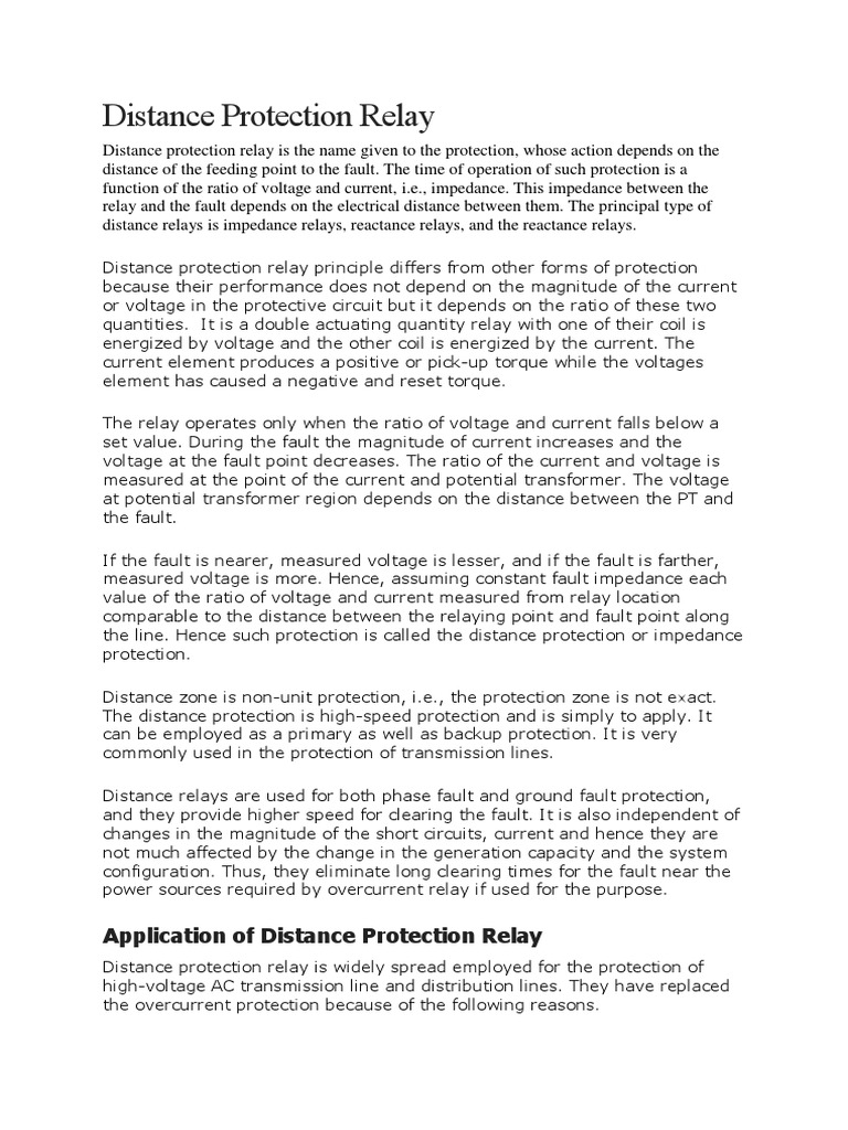 Distance Protection Relay | PDF | Relay | Electrical Impedance