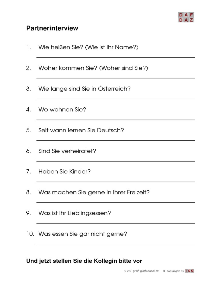 Kennen Lernen Partnerinterview | PDF