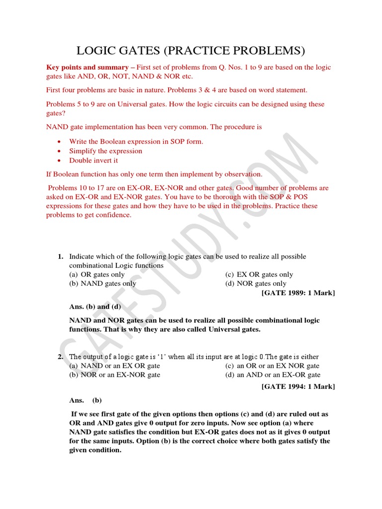 Mcq4 DC Logic Gates | PDF | Logic Gate | Boolean Algebra