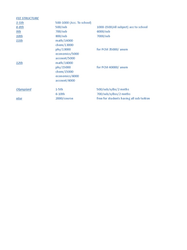 Tuition Fee Structure Overview | PDF