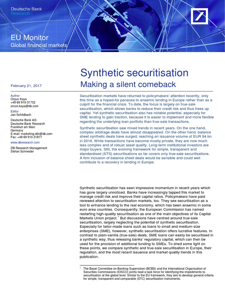 Synthetic Securitisation - Making A Silent Comeback | PDF ...