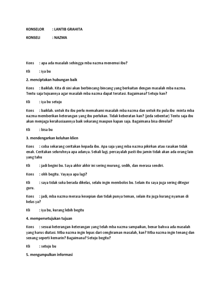 Contoh Verbatim Trait and Factor | PDF