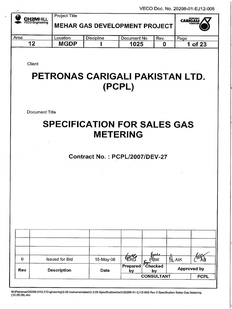 Sales Gas Metering Specification | PDF | Gas Chromatography | Valve