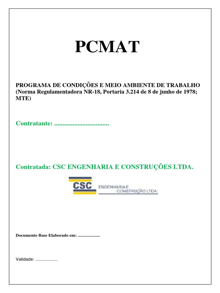 Exemplo de Pcmat | Ambiente Natural | Radiação