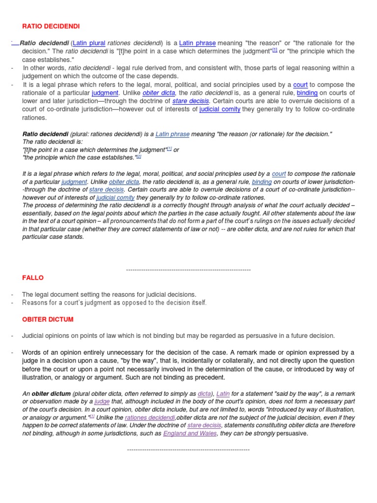 Ratio Decidendi | PDF | Obiter Dictum | Repeal