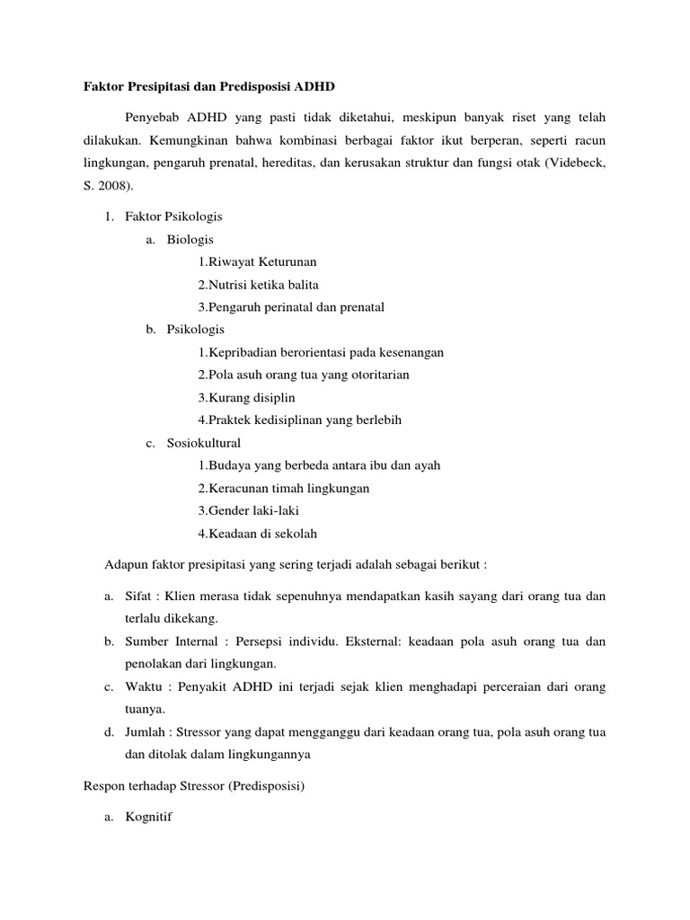 Faktor Presipitasi Dan Predisposisi ADHD | PDF