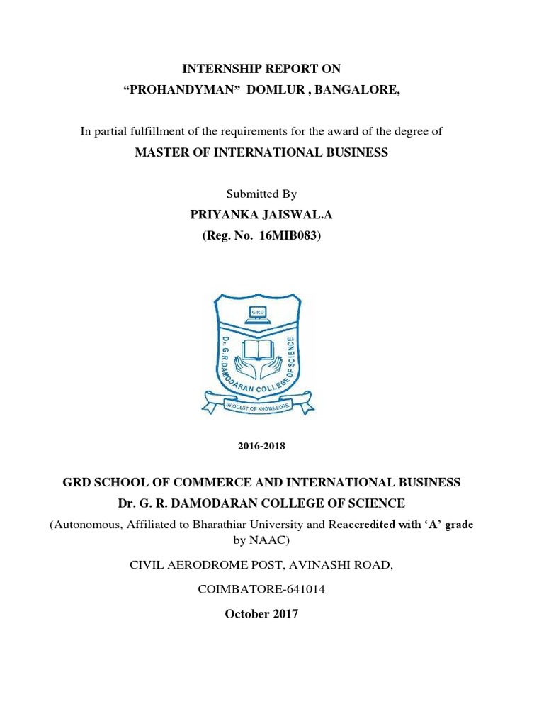 04.internship Report Front Pages | PDF | Academic Degree | Internship