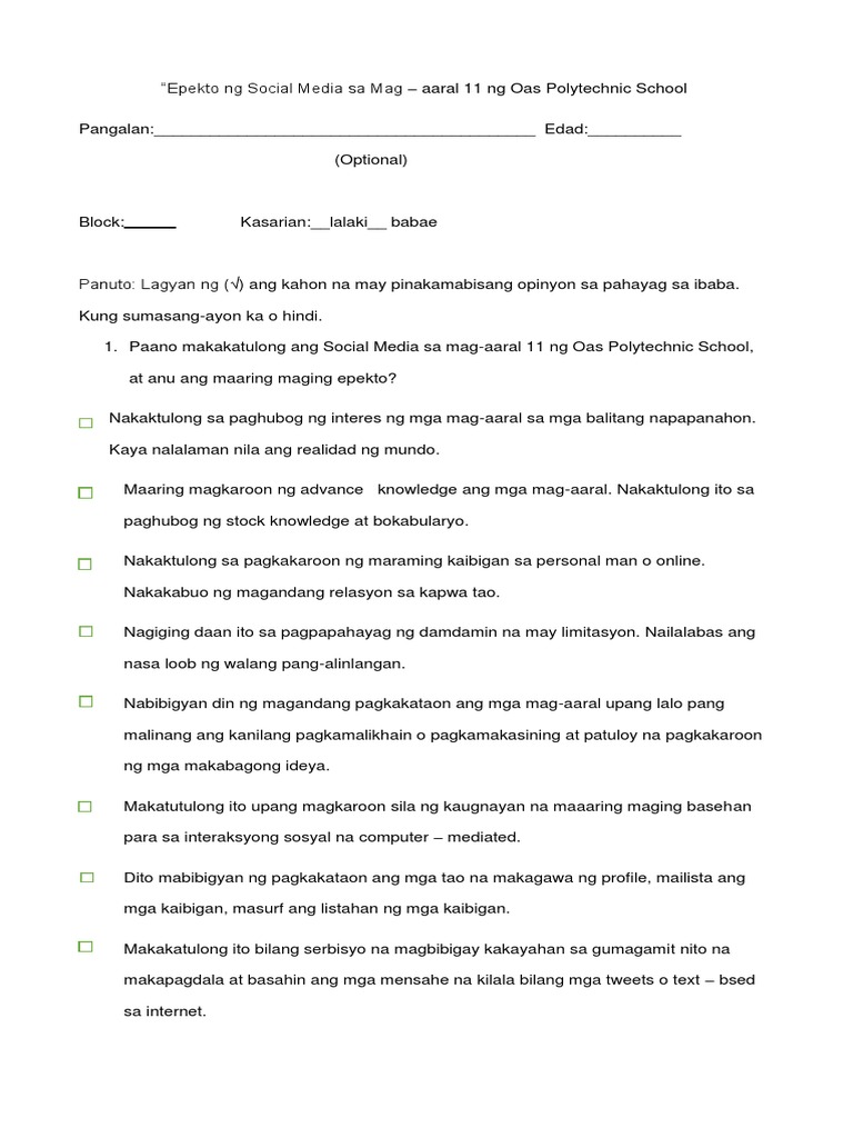 Survey Form | PDF