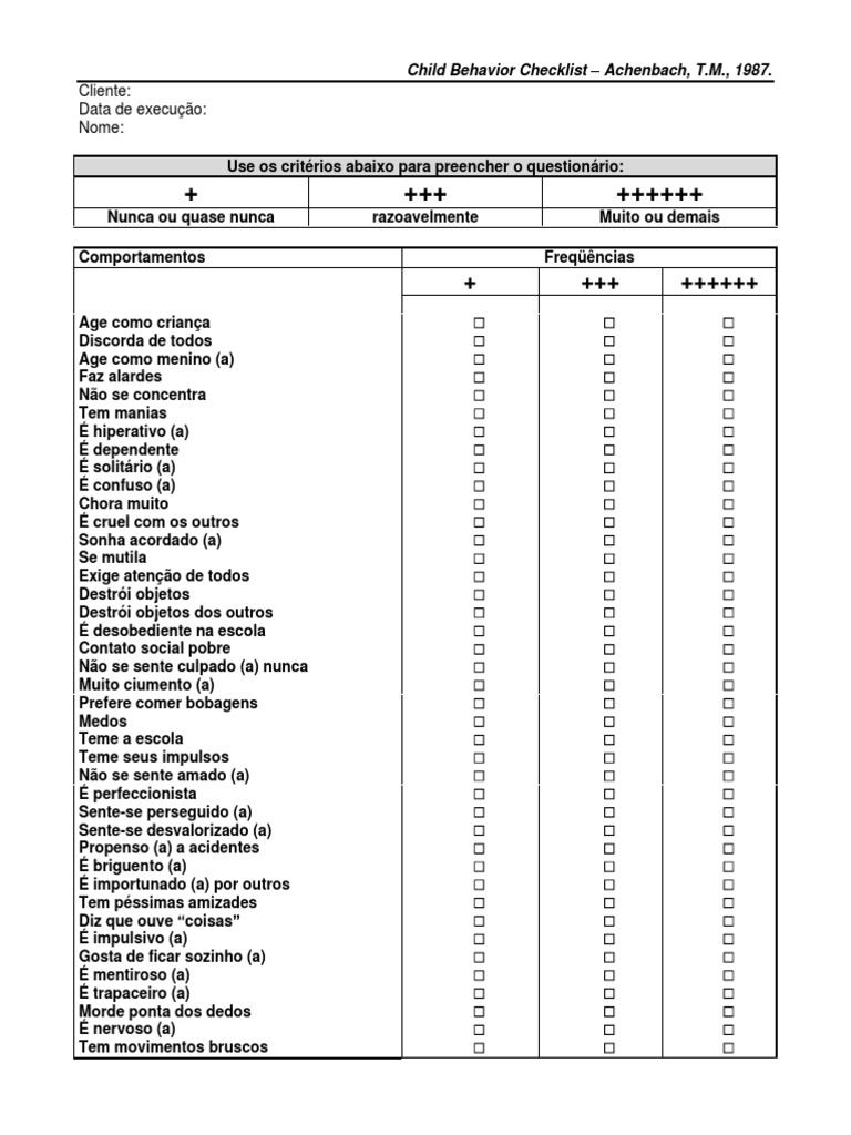 Child Behavior Checklist | PDF