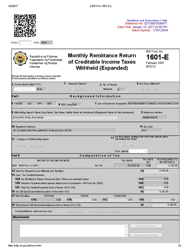 e Efps Bir Form PDF | PDF | Withholding Tax | Government Finances
