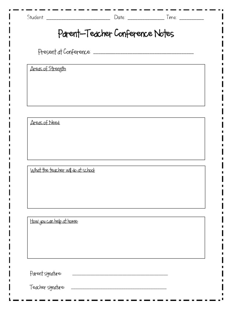Parent Teacher Conference Notes Template | PDF