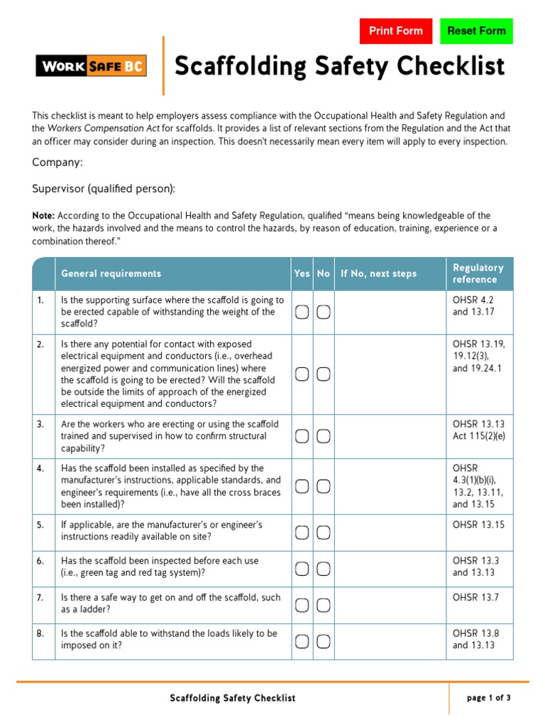 Scaffolding Safety Checklist PDF en | PDF | Scaffolding | Lumber