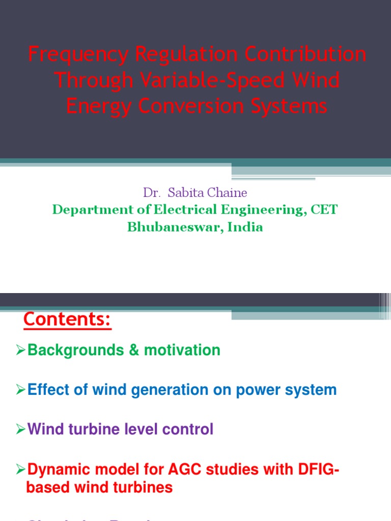Frequency Regulation Contribution Through Variable-Speed Wind Energy Conversion Systems | PDF ...