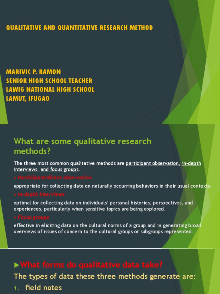 Qualitative and Quantitative Research | PDF | Sampling (Statistics ...