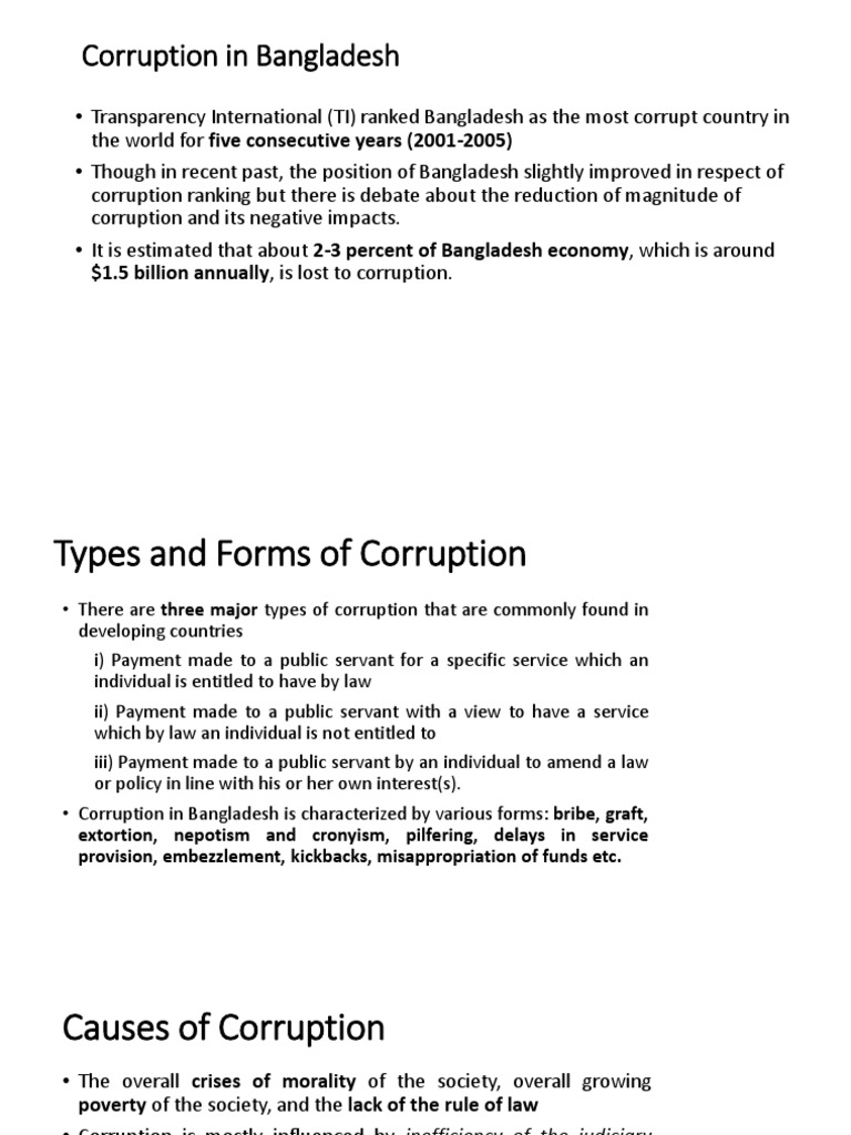 Class 10 Public Servcice Corruption in Bangladesh | PDF | Corruption ...