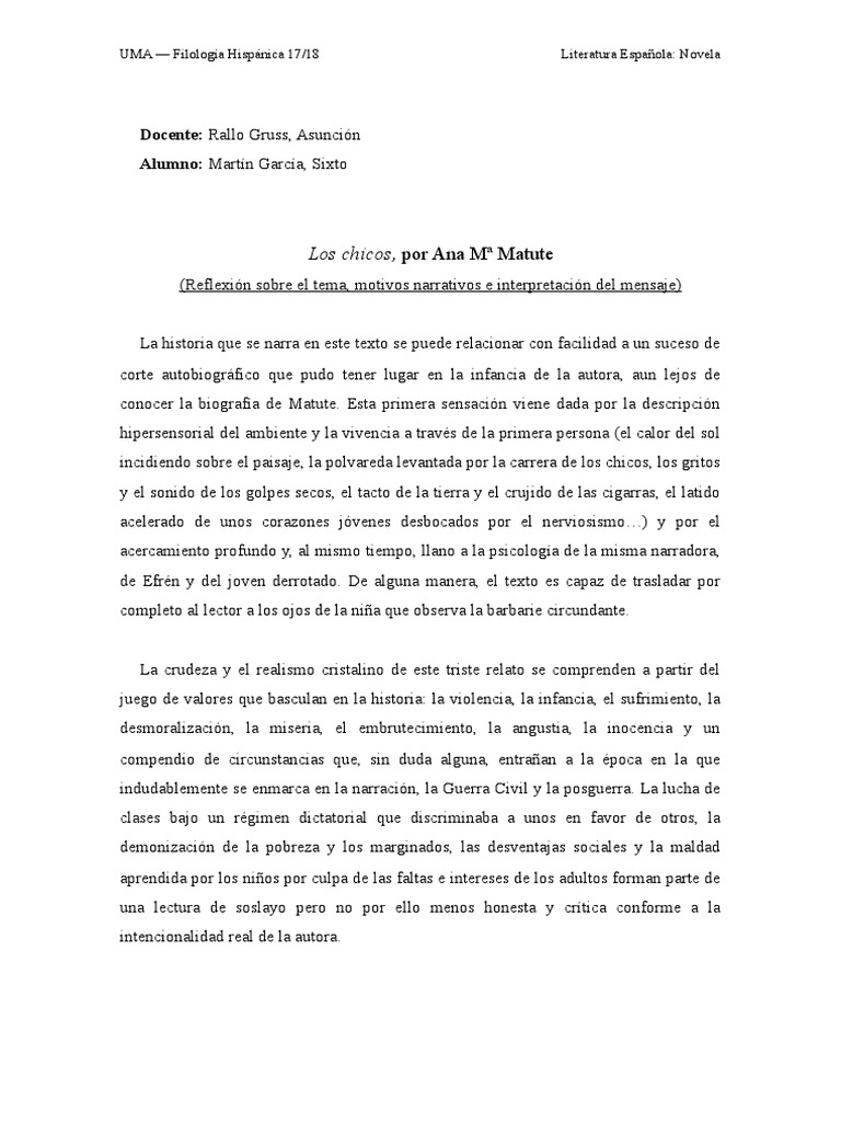 Ana M Matute - Los Chicos | PDF | Novelas