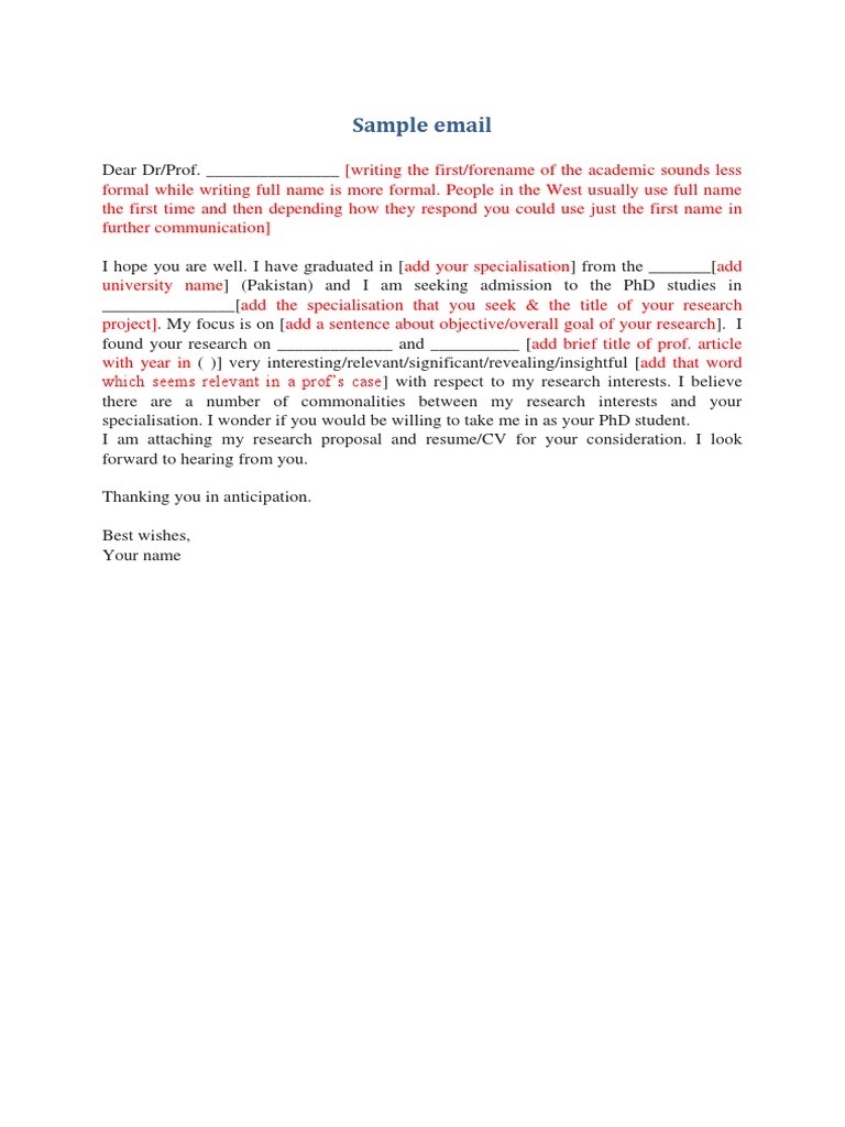 Sample Email & Reference Letter | PDF | Doctor Of Philosophy | Psychology