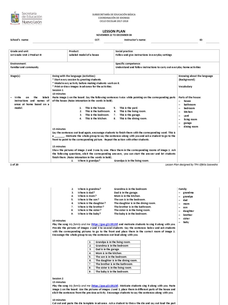 1st Grade Unit 2 Product B | PDF | Question | Lesson Plan