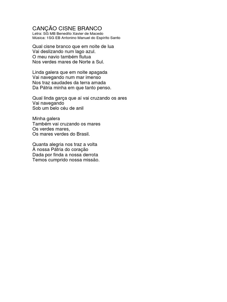 Letra Cisne Branco PDF | PDF