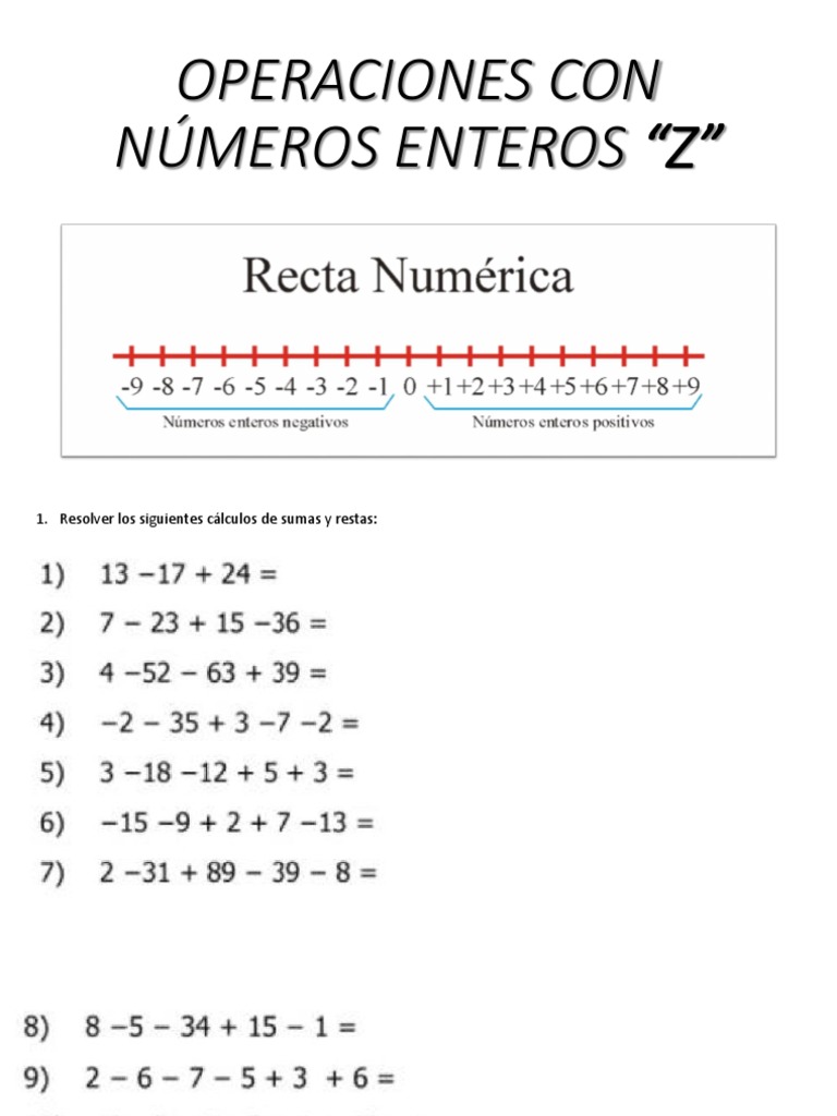 Operaciones Con Números Enteros | PDF
