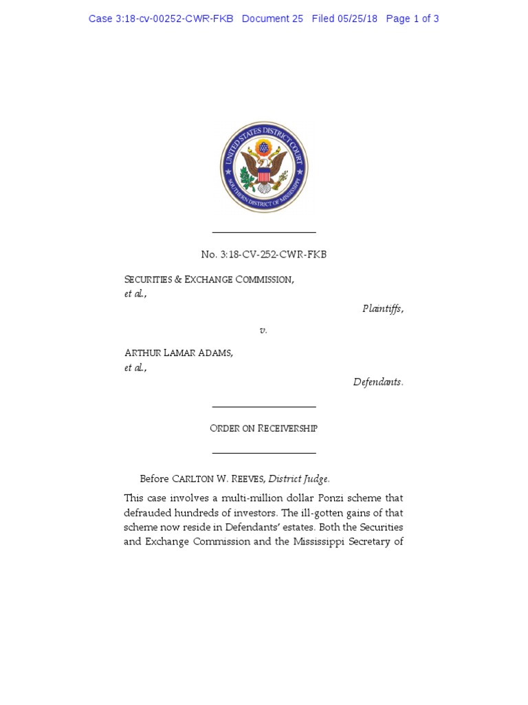 SEC File 3 | PDF | Receivership | Equity (Law)