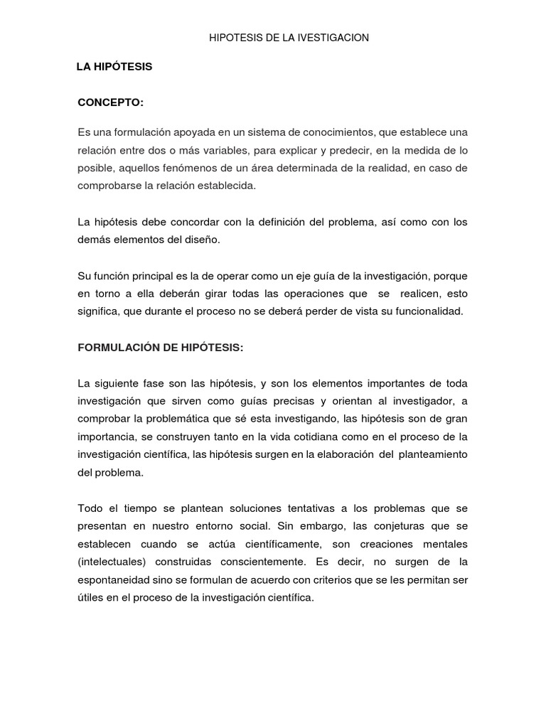 Formulación y Clases de Hipótesis | PDF | Hipótesis | Método científico