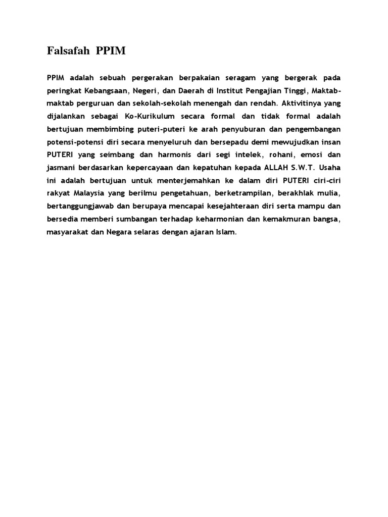 Falsafah PPIM | PDF