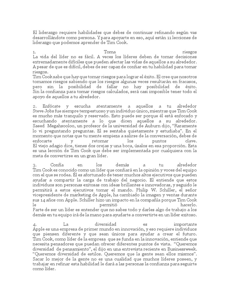 Tim Cook | PDF | Apple Inc. | Liderazgo