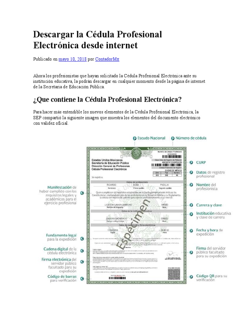 Descarga Cedula Profesional Electronica