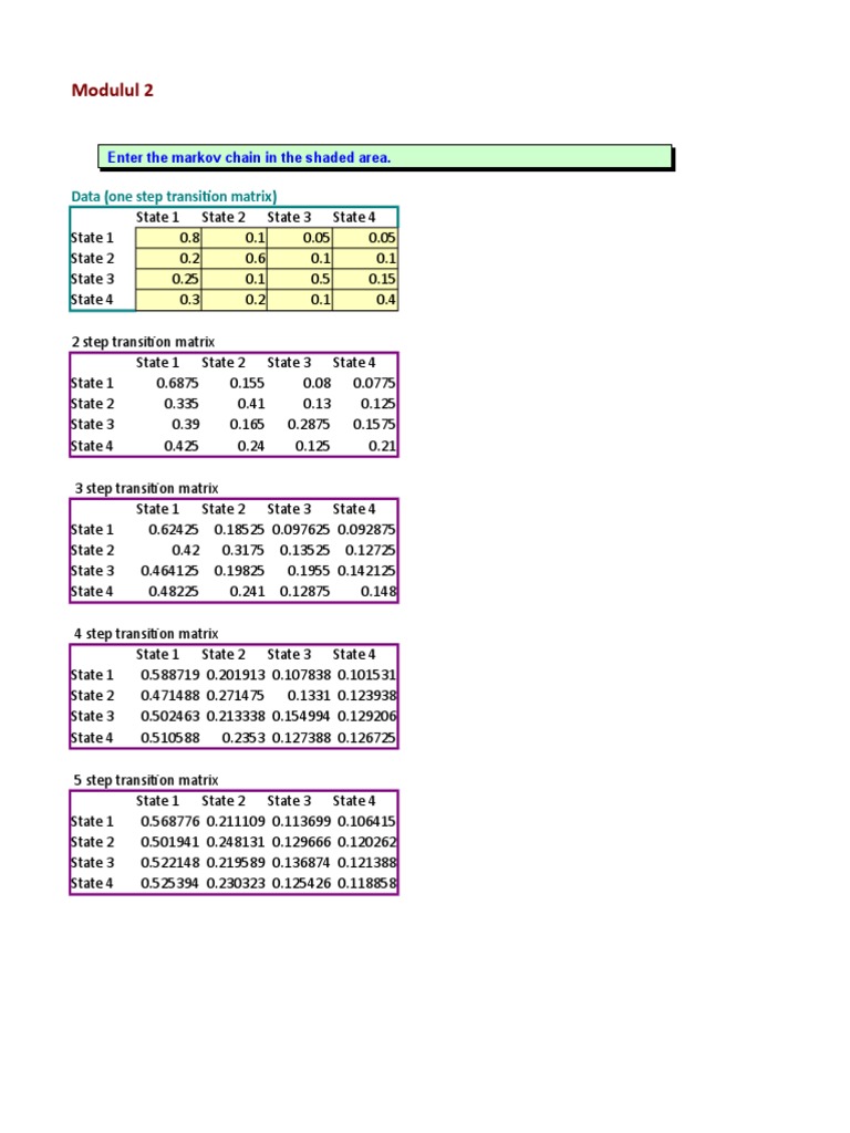 Modulul 2: Data (One Step Transition Matrix) | PDF