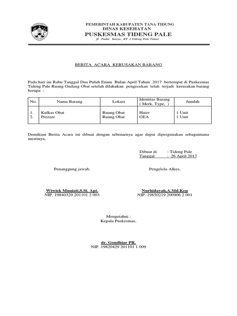 BA Kerusakan Barang | PDF