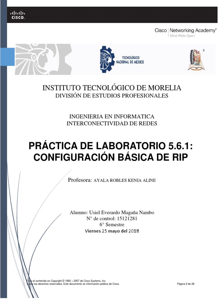 E2 Lab 5 6 1 | PDF | Enrutador (Computación) | Certificaciones de Cisco
