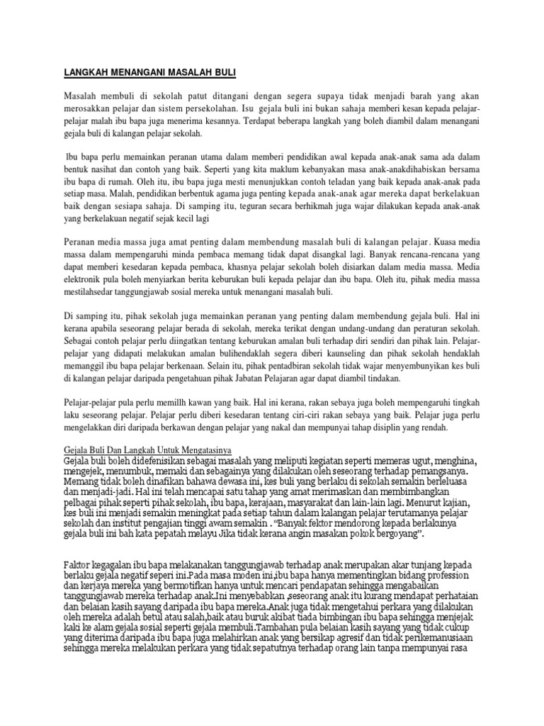 Langkah Menangani Masalah Buli | PDF