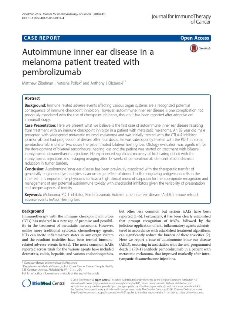 Autoimmune Inner Ear Disease in A Melanoma Patient Treated With ...