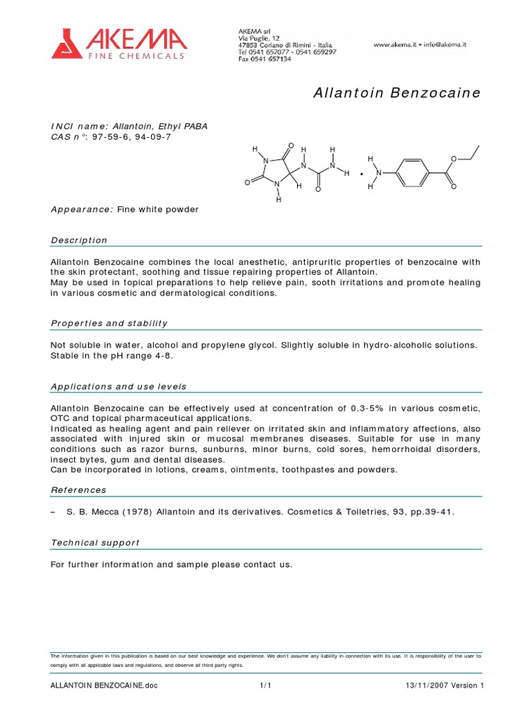 Allantoin Benzocaine | PDF | Topical Medication | Clinical Medicine