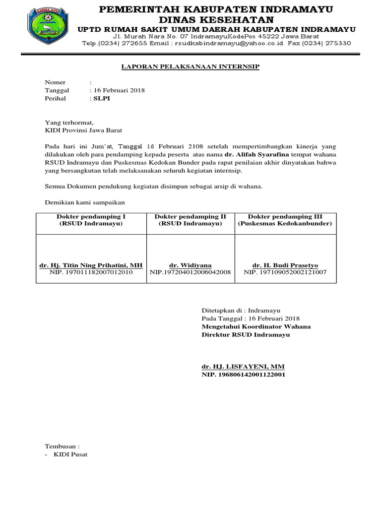 Contoh SLPI Internsip | PDF